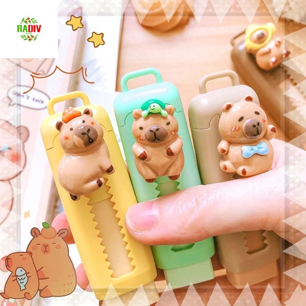 RADIV Capybara Eraser, Retractable Portable Push Pull Eraser, Traceless Wiping Cute Aesthetic ...