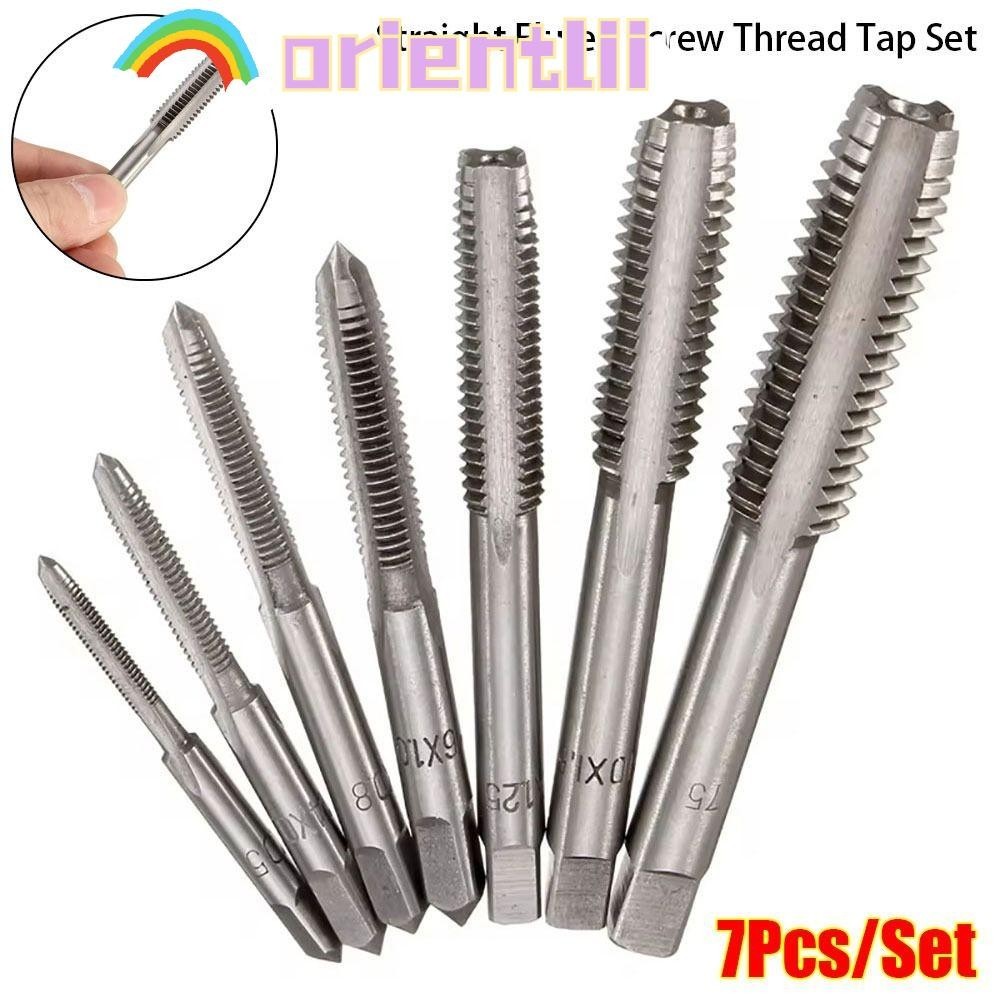 ORIENTLIIY 7Pcs/set Screw Thread Tap Set, Square Shank Straight Fluted ...
