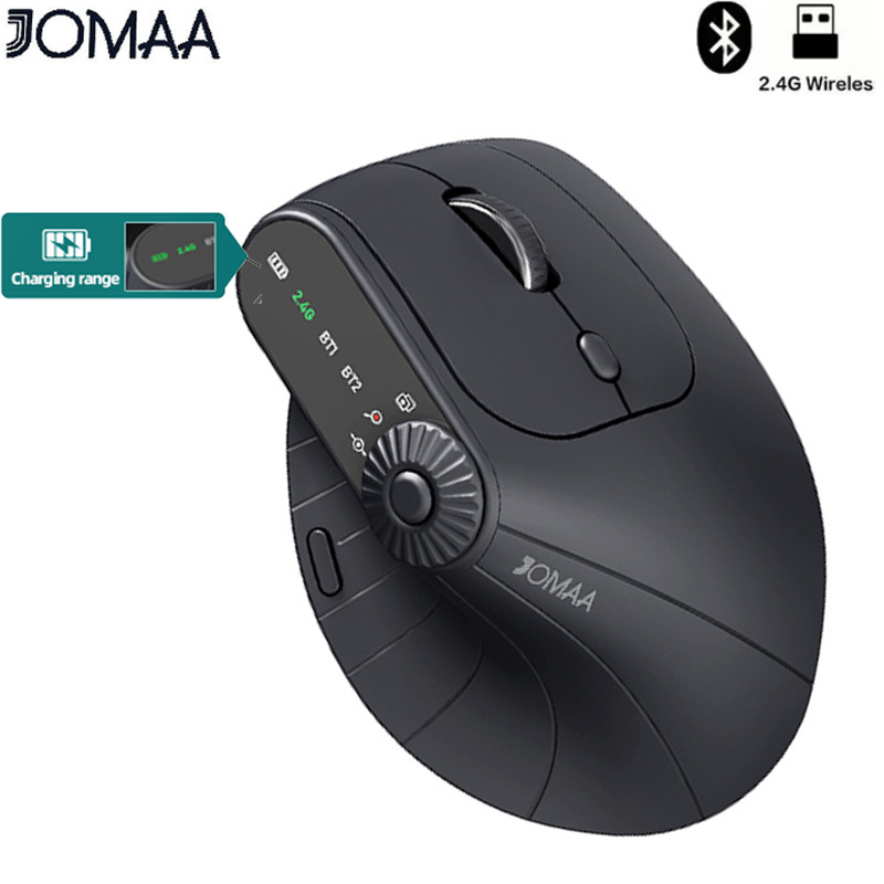 Jomaa Right Hand Vertical Mouse With Adjustment Knob Rechargeable Bluetooth 2.4G Wireless Mouse ...