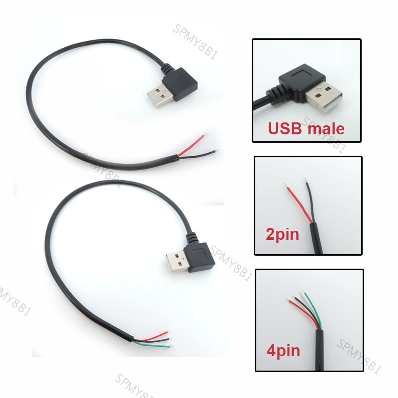 30cm 5V USB 2pin 4 Pin Wire diy Male Connector plug Jack right angel ...