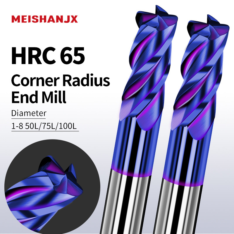 HRC65 Corner Radius End Mill1-10mmTungsten Steel Endmill Carbide Round ...