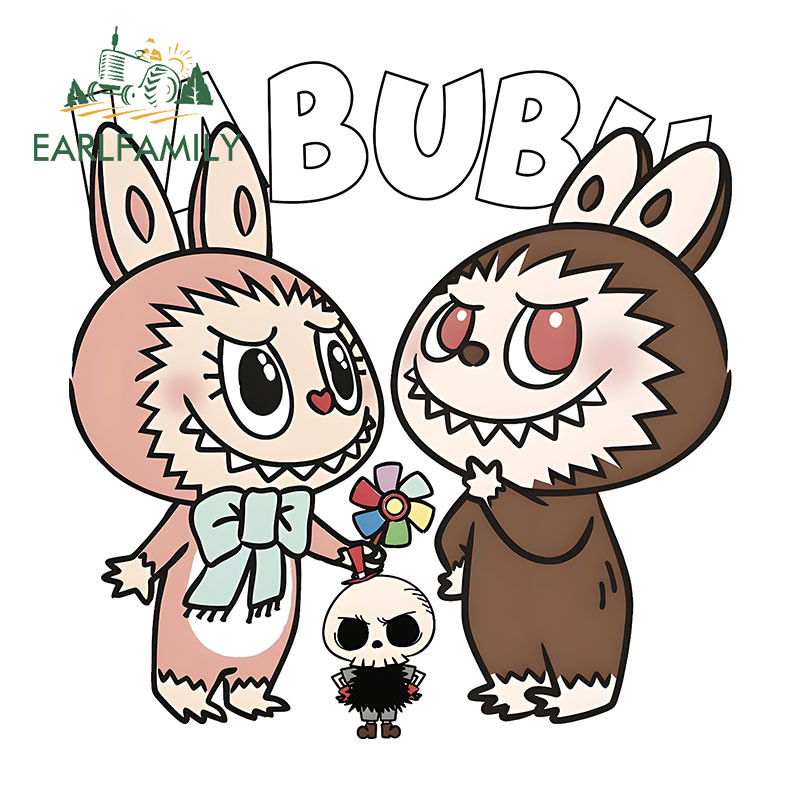 EARLFAMILY 13cm x 12.7cm Labubu Cartoon Lovely Car Sticker Waterproof ...