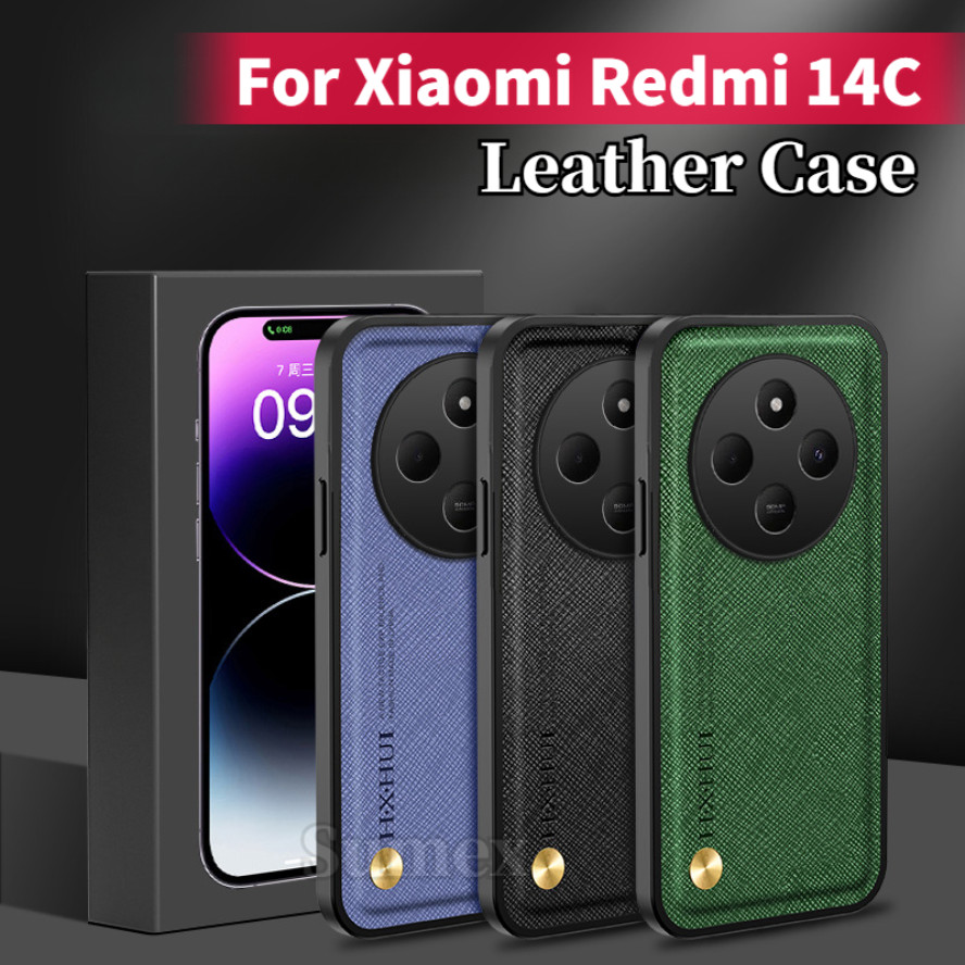 Camera Shockproof Leather Back Case For Xiaomi Redmi 14C 4G 2024 Xiomi ...