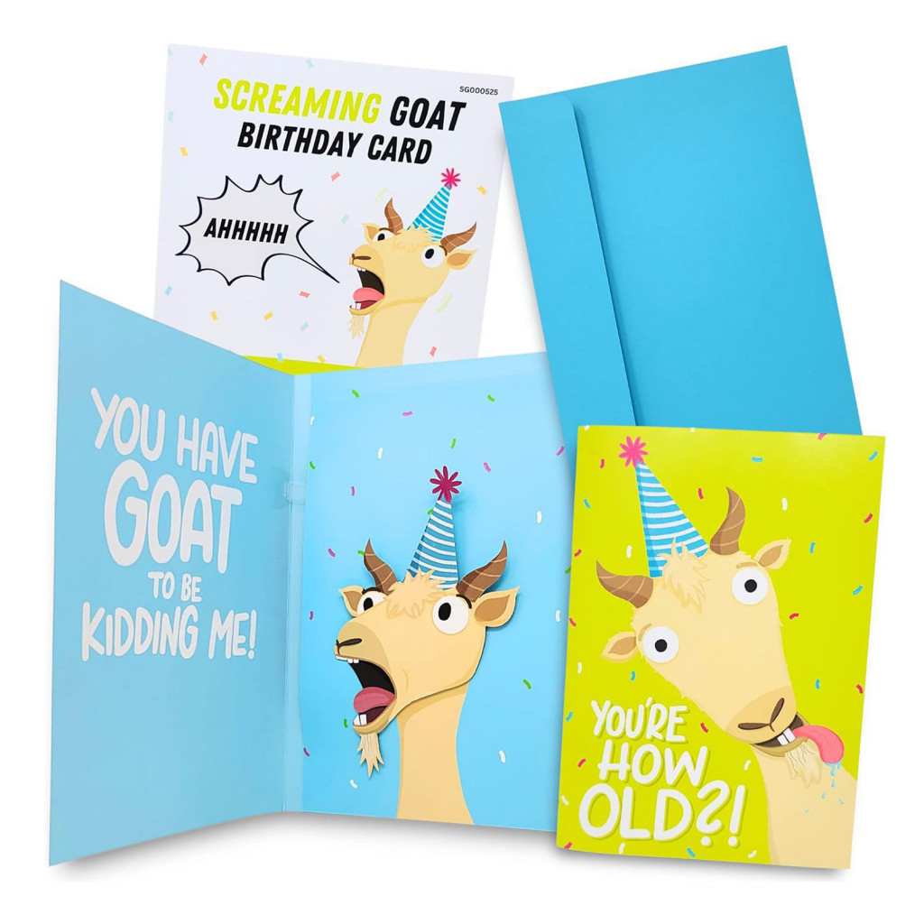 Screaming Goat Birthday Card Unique Birthday Gift Card Funny Goat ...