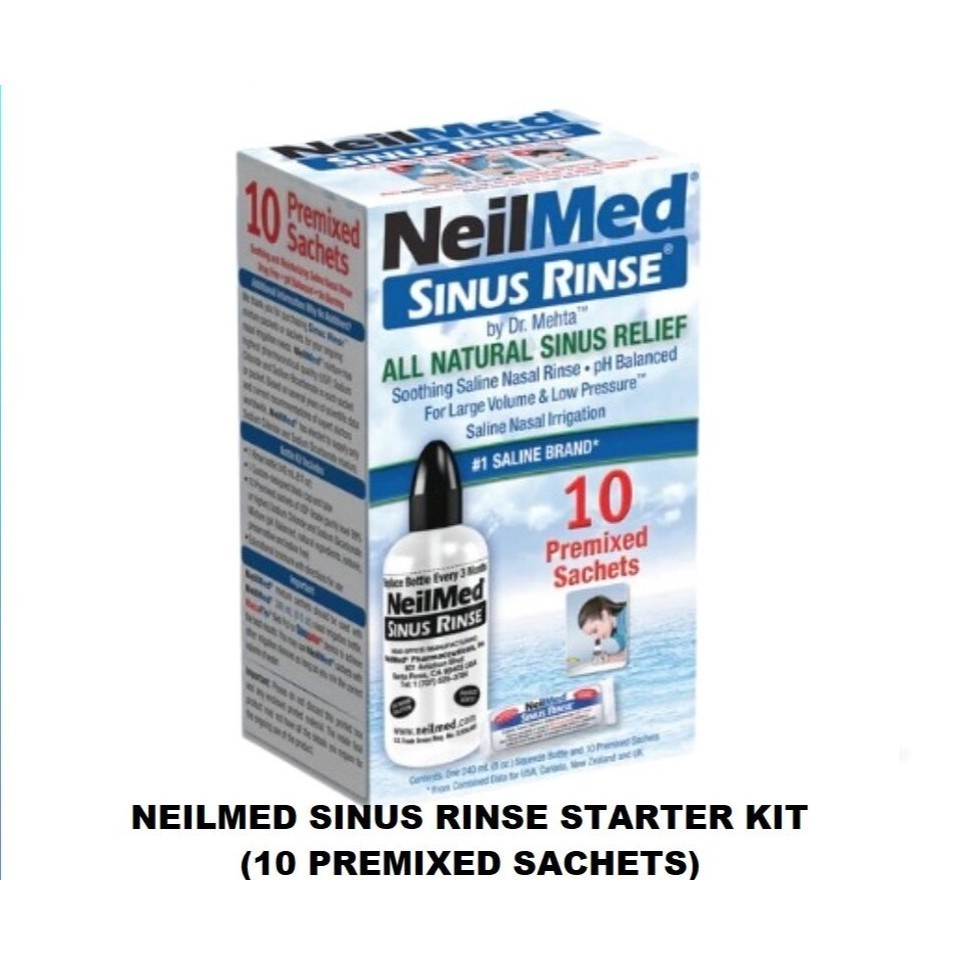 NEILMED SINUS RINSE STARTER KIT (1 BOTTLE + 10 SACHETS) (EXP:10/2026 ...