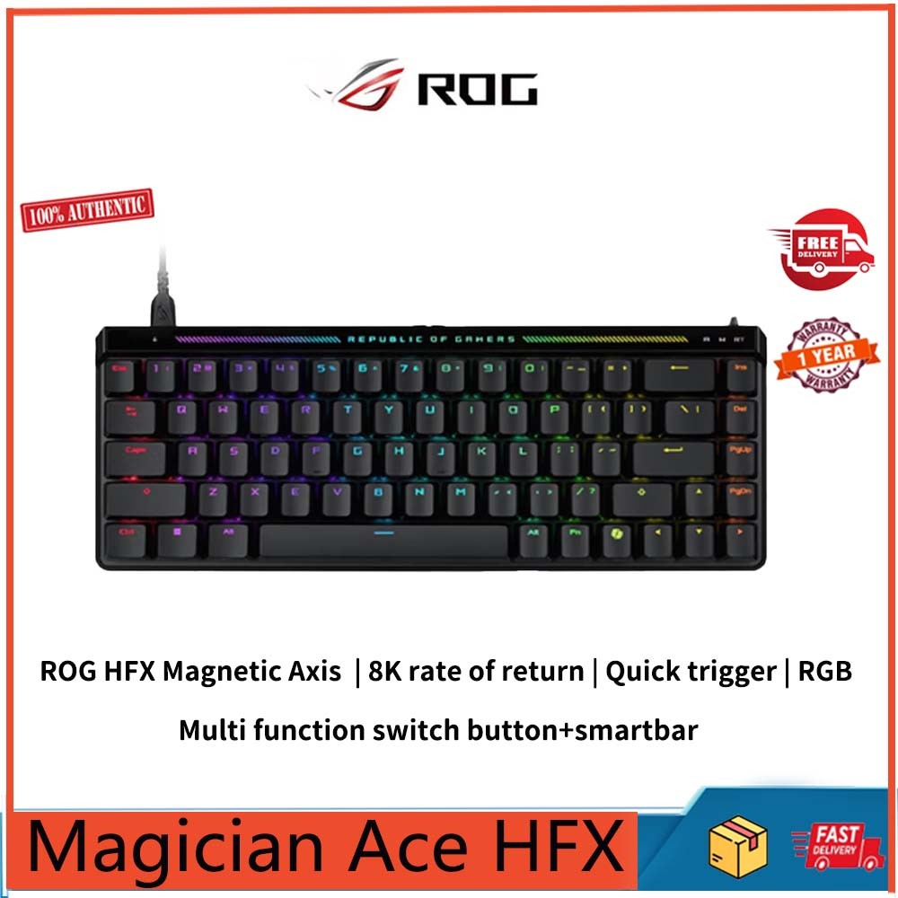 ROG Magician Ace HFX Gaming Magnetic Axis Gaming Keyboard, 8K Return ...
