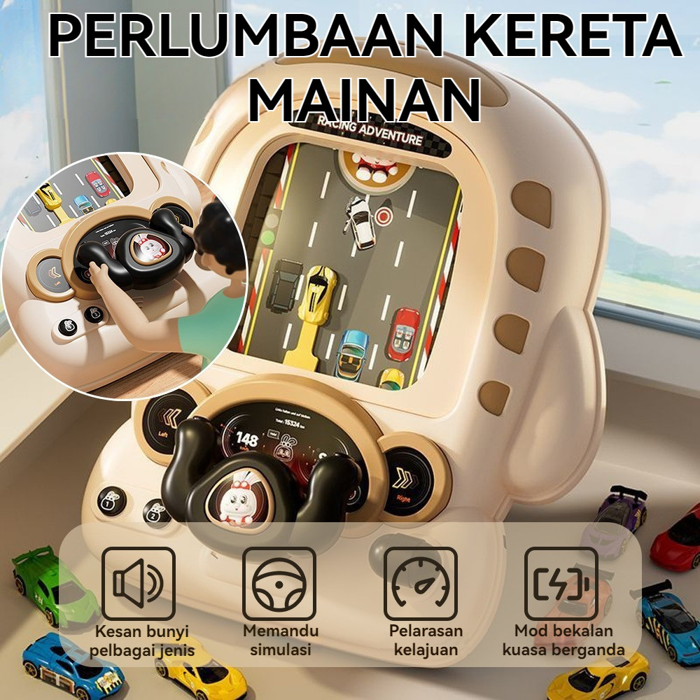 Kids Racing Game Console Children's Steering Wheel Simulation Driving ...