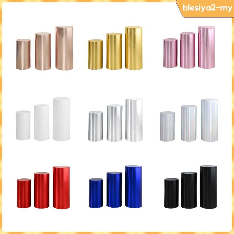 [BlesiyaedMY] 3x Cylinder Dessert Pedestal Covers Elastic Plinth Stand ...