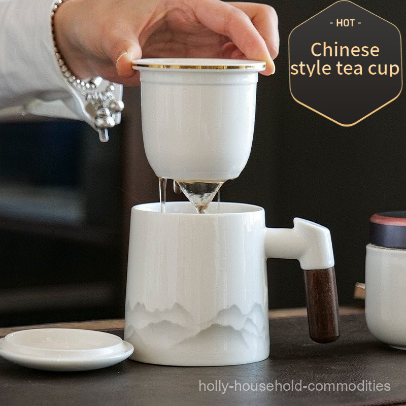 Ceramic Teacup, New Chinese style Teacup with Lid, Tea Separation ...