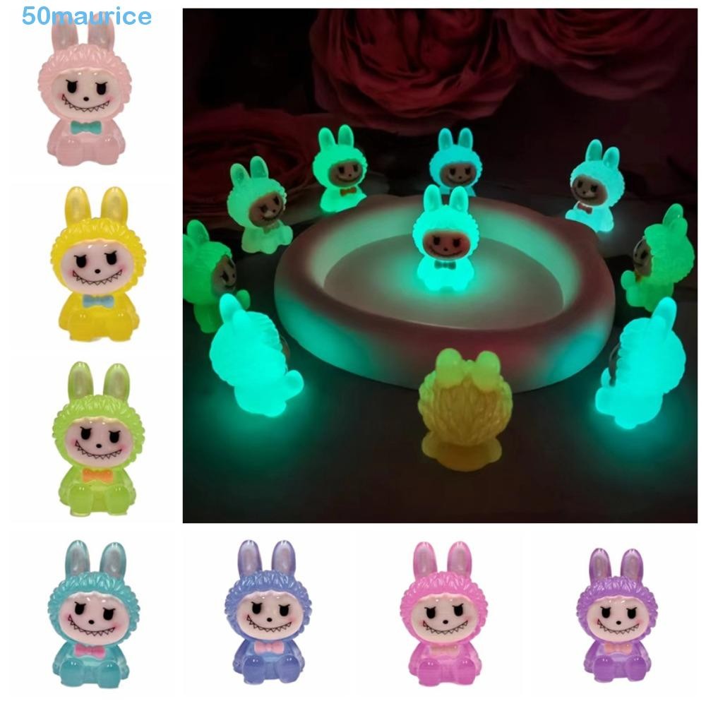 MAURICE Cartoon Resin Labubu Toy, Mini Noctilucent Candy Color Labubu ...
