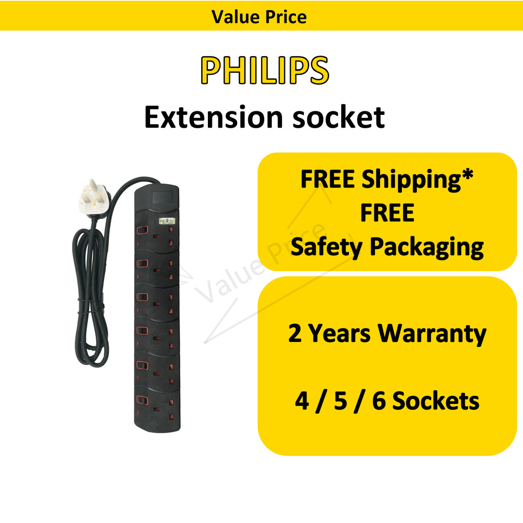 [SIRIM] PHILIPS Power Extension Socket Trailing socket plug strip ...