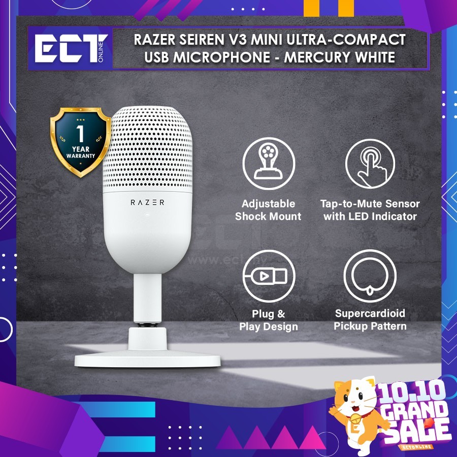 Razer Seiren V3 Mini Ultra-Compact USB Microphone with Tap-to-Mute ...