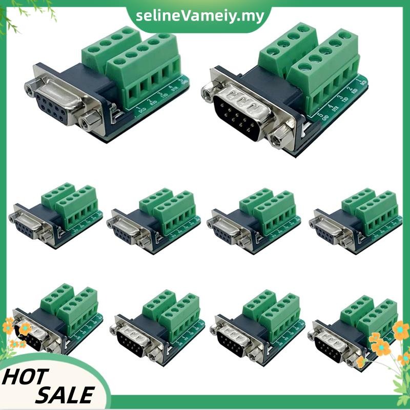 10pcs Db9 Solderless Connector Rs232 D Sub Serial To 2 Row 9 Pin Port Terminal Adapter Breakout
