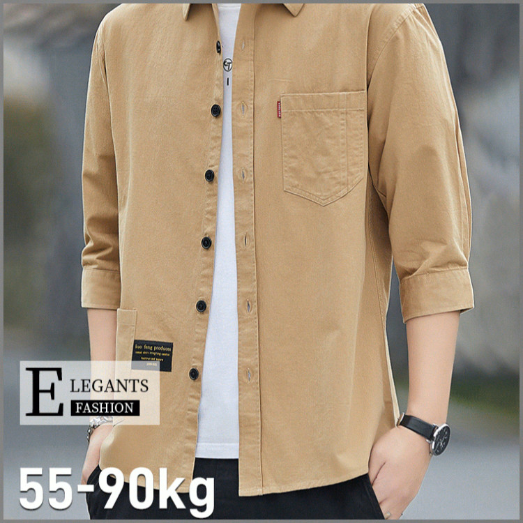 Men's Jacket Loose Fit Workwear Jacket Seven Sleeve Mid Sleeve Jacket ...