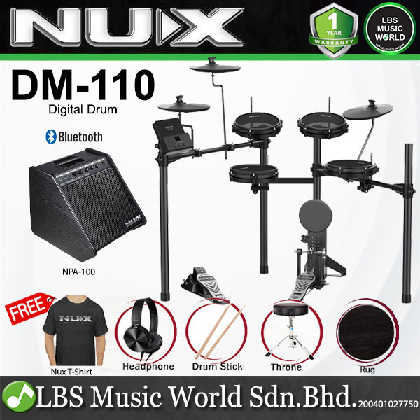Nux DM-110 Digital Drum Complete Set with NPA-100 Personal Monitor ...