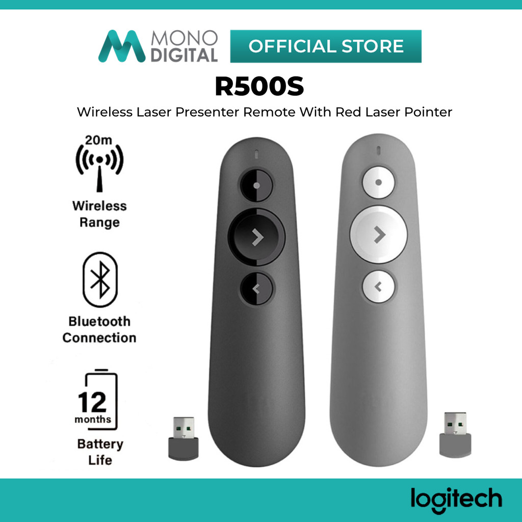 LOGITECH R500S LASER PRESENTATION REMOTE WITH RED LASER POINTER / 20M ...