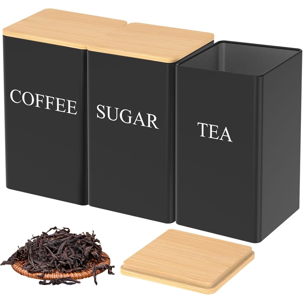 3 Keping Set Bekas Gula Teh Kopi, Set Tong Dapur Vintaj 1000 ml dengan ...