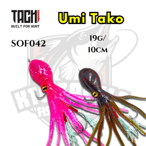 TACHI 19g/ 10cm Octopus Sinking Fishing Lure TPE with Double Hooks Long ...