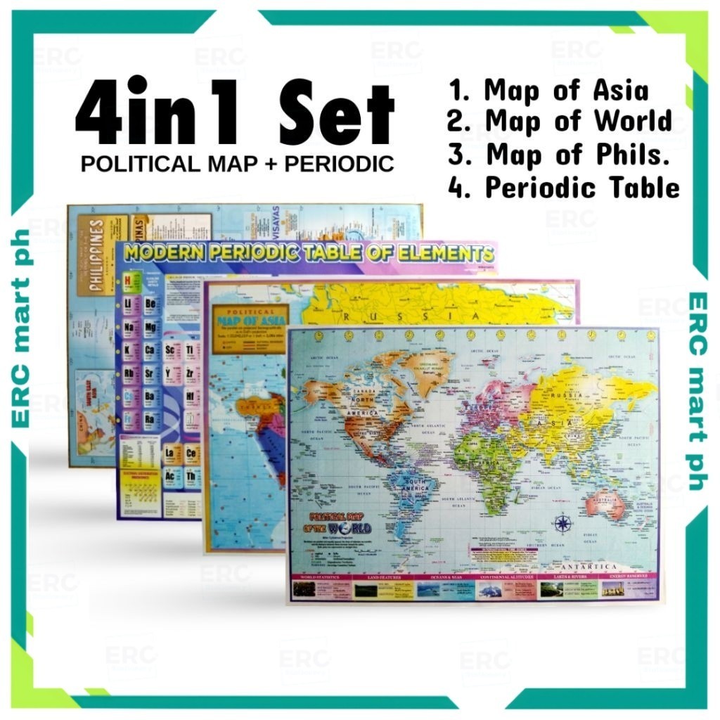 ERC in1 Set Political Map + Periodic Table Philippines World Asia ...