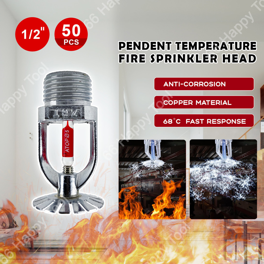 (50pcs) Safety Fire Sprinkler Water Heads 68°C Pendent Temperature ...