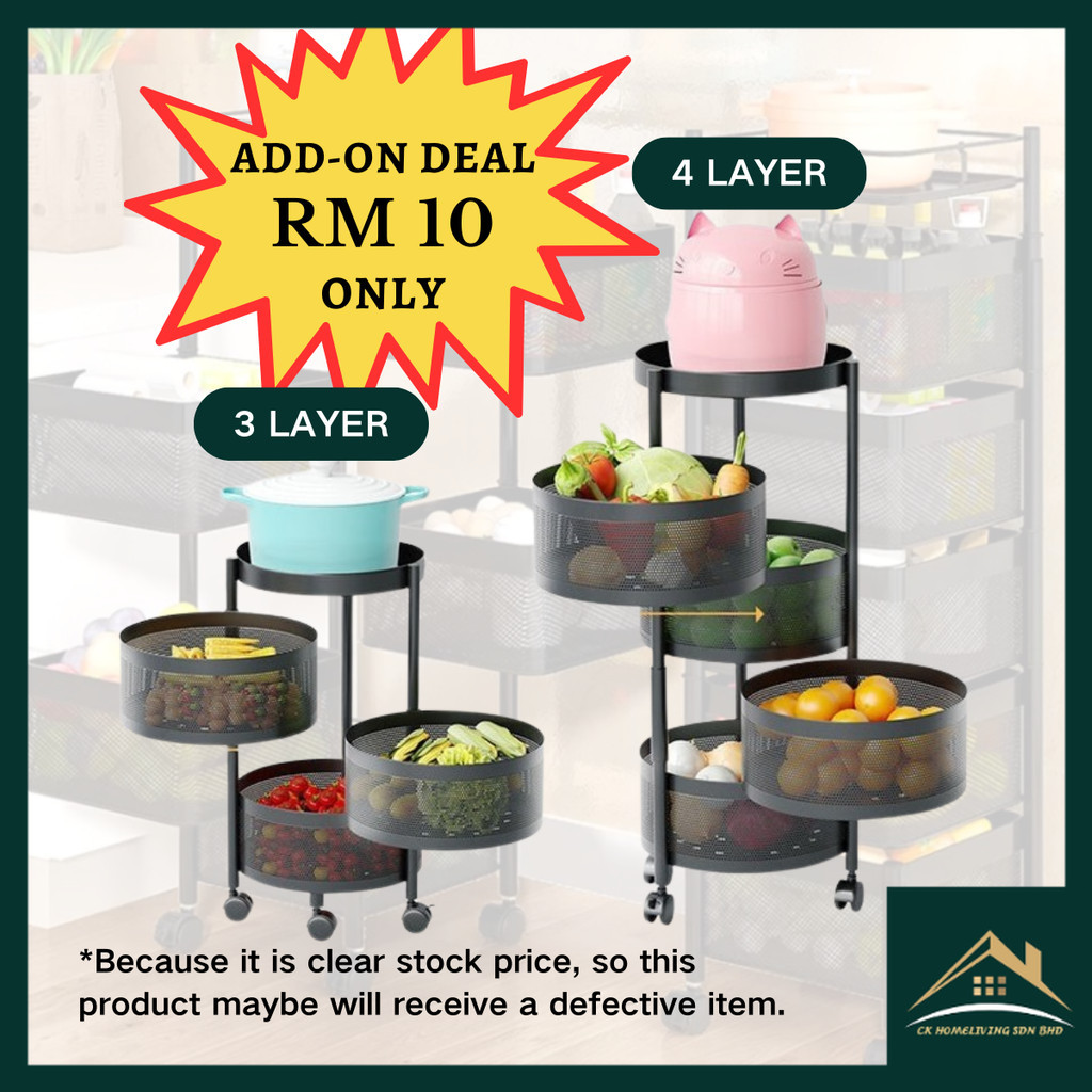 (🇲🇾LELONG🔥)Rotatable Kitchen Seasoning Racks Multifunctional Floor ...