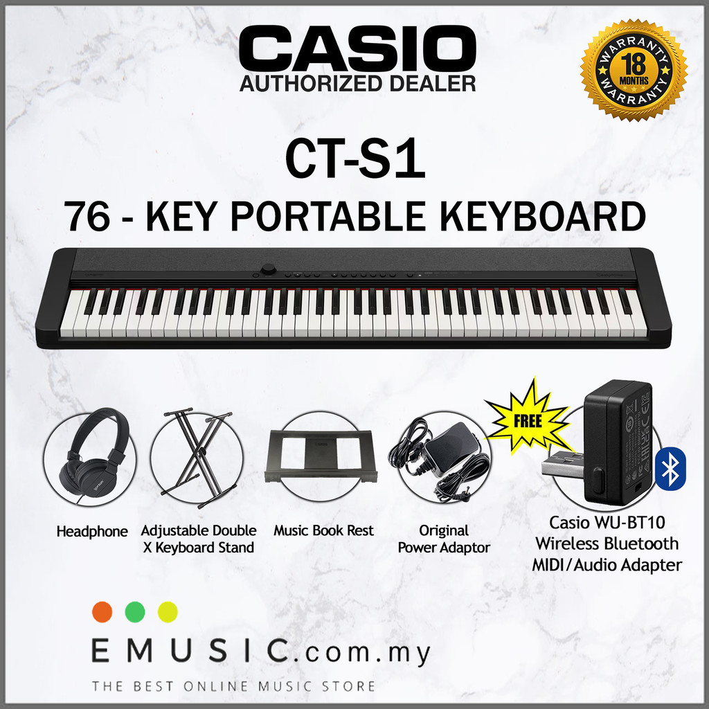 Casio CT-S1 76-key Portable Keyboard with X Stand and Headphone - Black ...