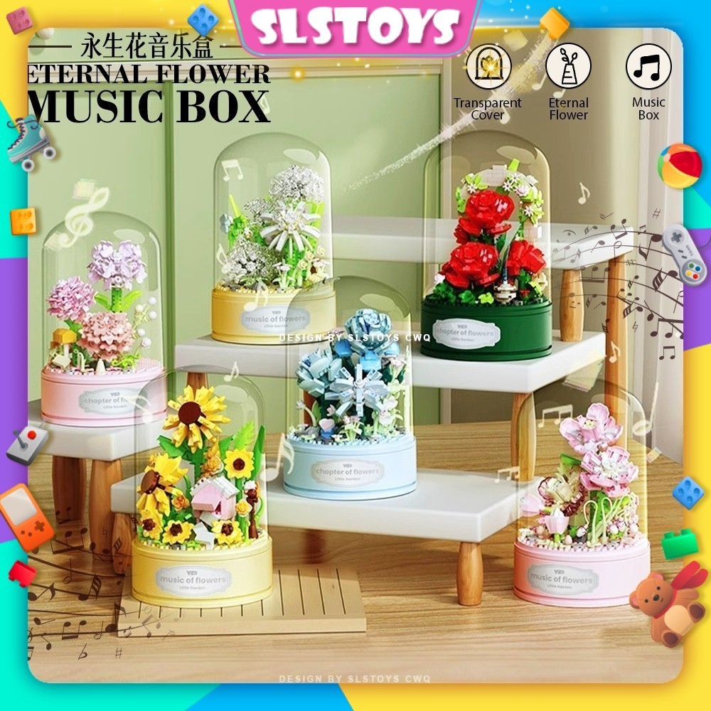 YKO Block Eternal Flower Music Box Transparent Cover Bouquet Flowers ...