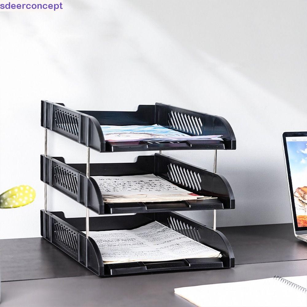 SDEERCONCEPT Three-layer File Rack, Desktop Organizer File Organizer A4 ...