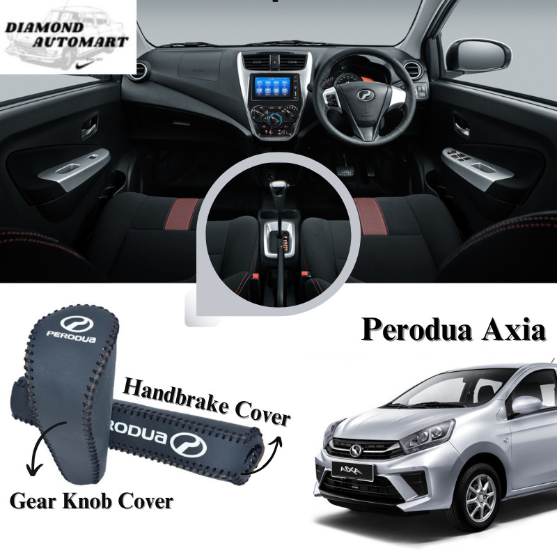 Perodua Axia Leather Gear Knob Cover And Handbrake Cover Gear Protector ...
