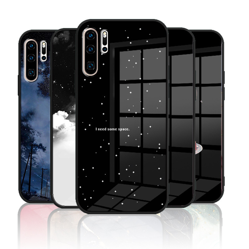 Glass Casing Huawei P30 P30pro Tempered Glass Case Hard Back Cover Soft Silicon Edge | Shopee ...