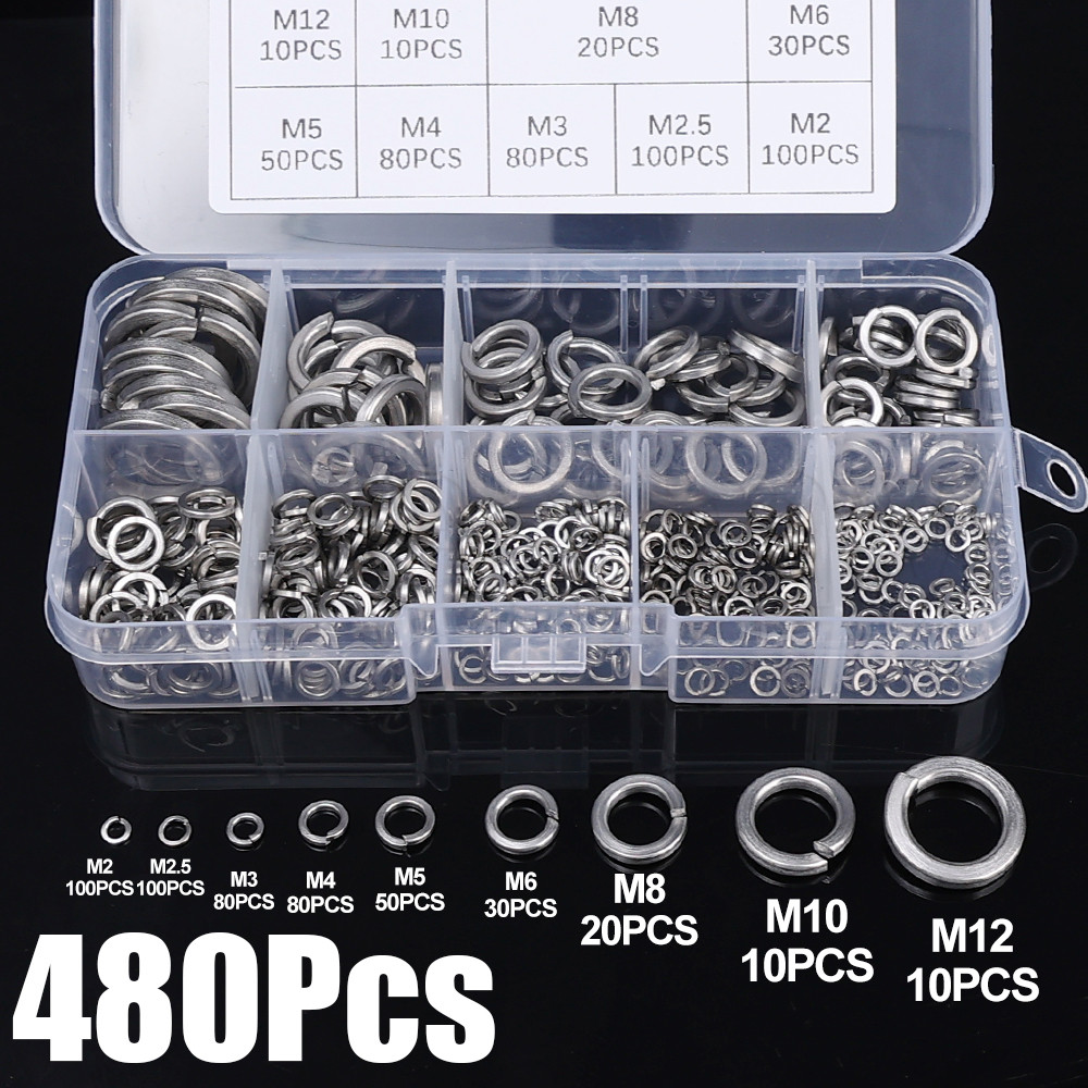 480Pcs/Set Multisize Stainless Steel Gasket - M2-M12 Circular Screw ...