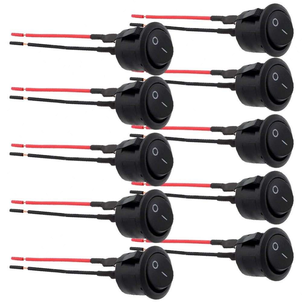 SPST Push Button Switch 20mm with Wires Mini Round ONOFF Rocker Switch ...