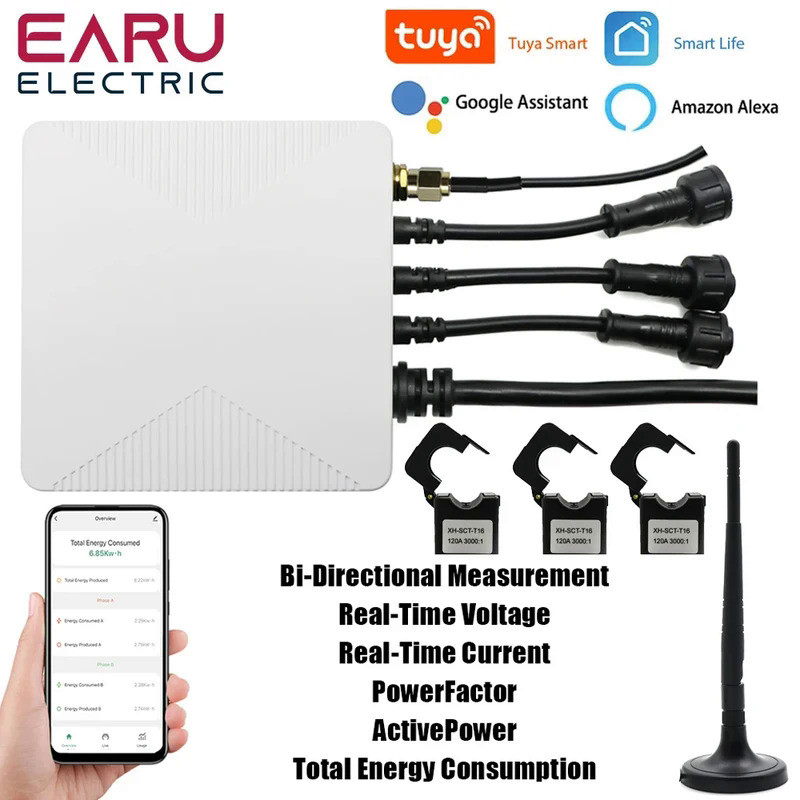 Tuya Smart Life 3 Phase WiFi Energy KWH Meter 80A 300A Power Clamp ...