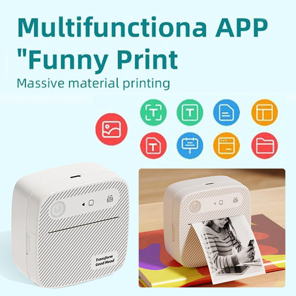 Mini Printer BT Inkless Wireless Pocket Picture Printer Sticker Printer ...