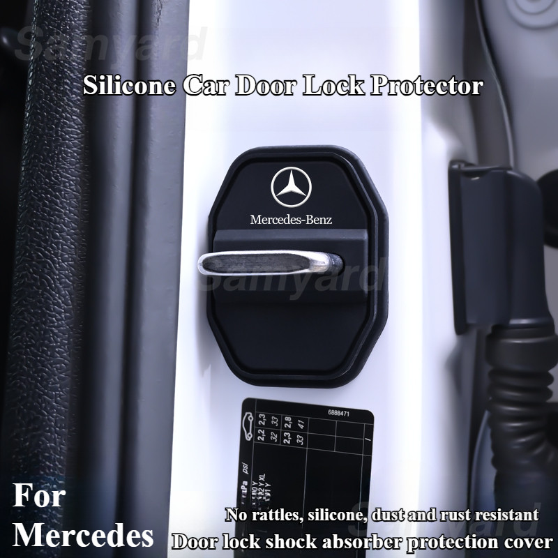 New 4PCS Silicone Car Door Lock Protection Cover Silica Stainless Steel ...