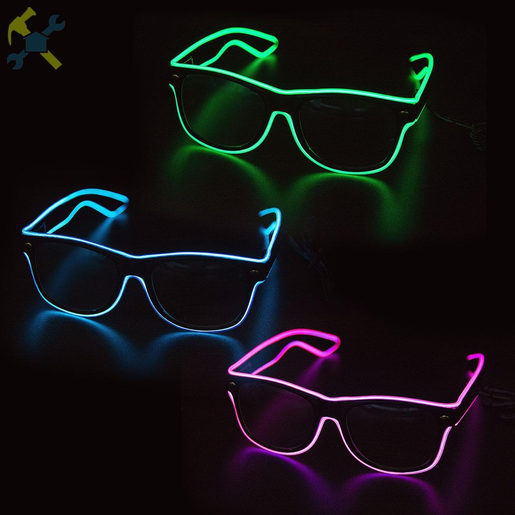LED Glasses Eyes-Friendly EL Wire LED Glasses Eye-Catching Rave Glasses ...