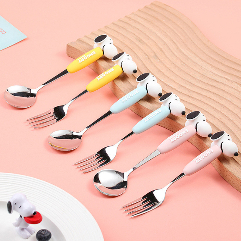 Snoopy Spoon Fork 304 Stainless Steel Cartoon Spoon Fork Student ...
