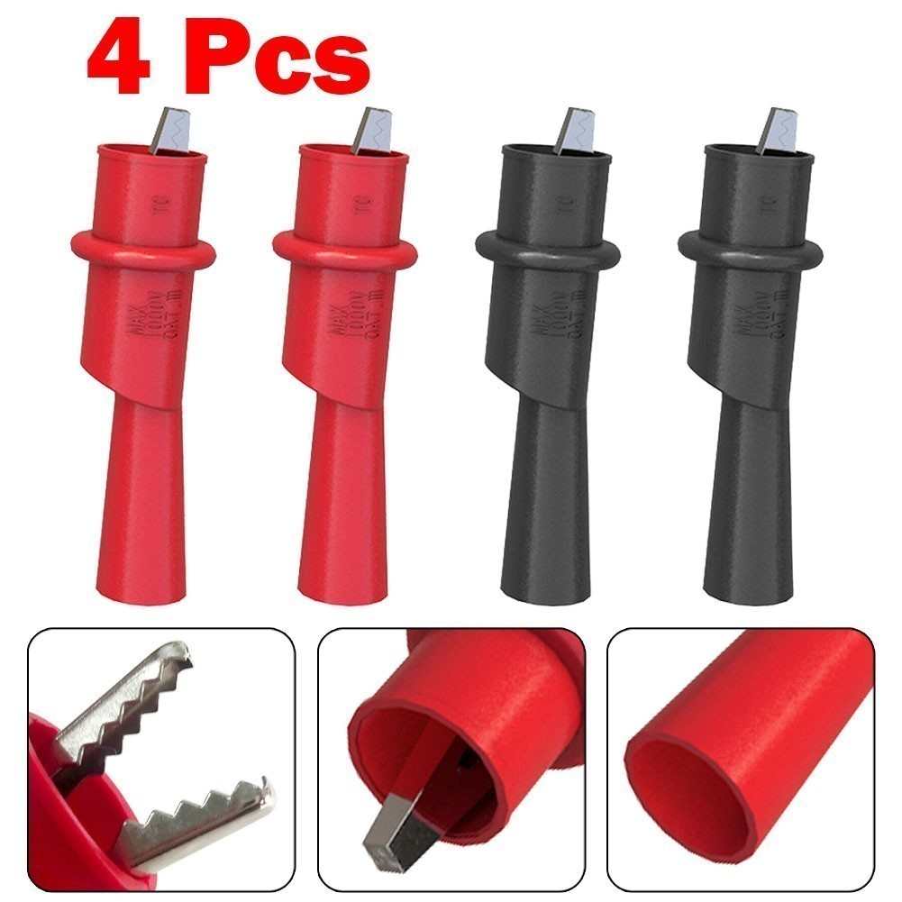 [LLMA]4pcs Multimeter Push on Alligator Clip Insulated Crocodile Clamp ...
