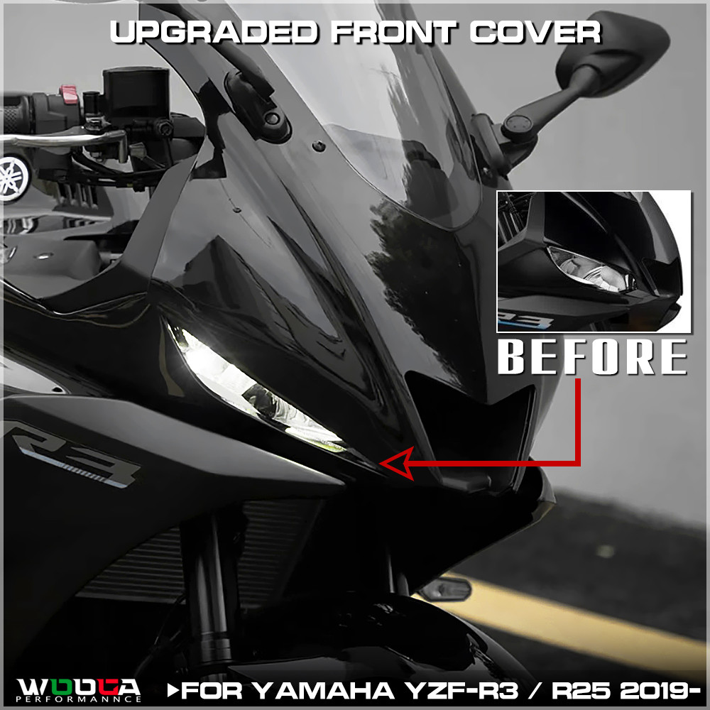 Front Nose Upper Cowl Fairing For Yamaha YZF R3 R25 2019-2024 Headlight Cowl Mask Cover Nose ...