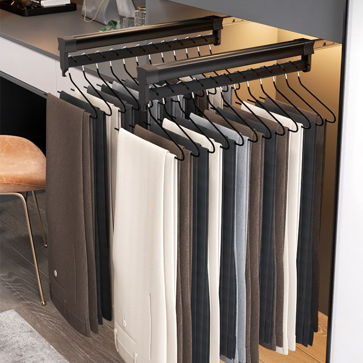 Pant Rack Wardrobe Built-in Pull-out Slide Rail Top-Mounted Pants Home ...