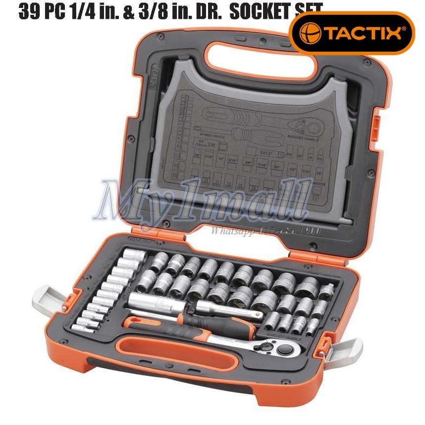 TACTIX 365025 - 1/4” & 3/8” DR. 39PCS Ratchet Socket Tool Set | Shopee ...