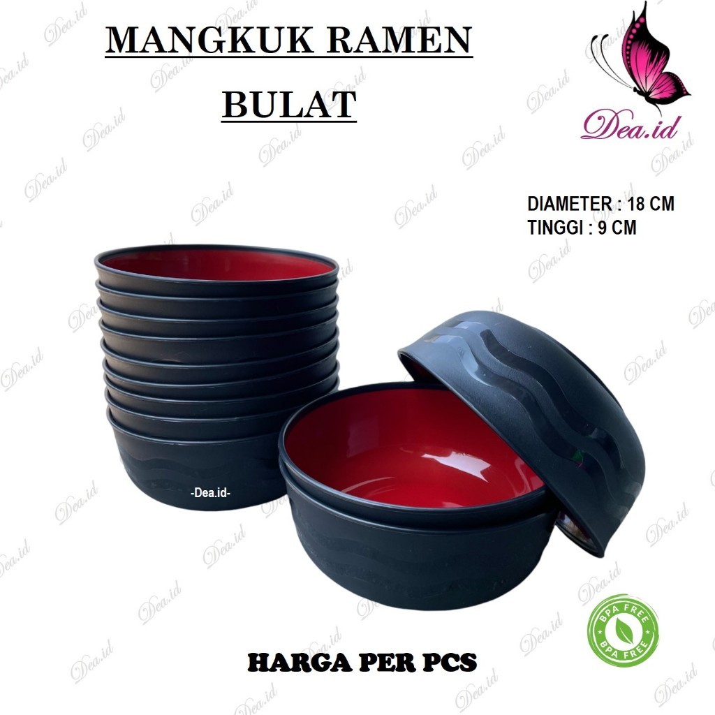 HITAM [DEASTORE] Japanese RAMEN Bowl Round Plain Black Threaded Pattern ...