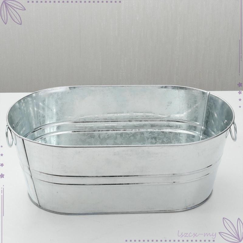 [LszcxMY] Galvanized Tub with Carry Handles Ice Holder Tin Ice Bucket ...