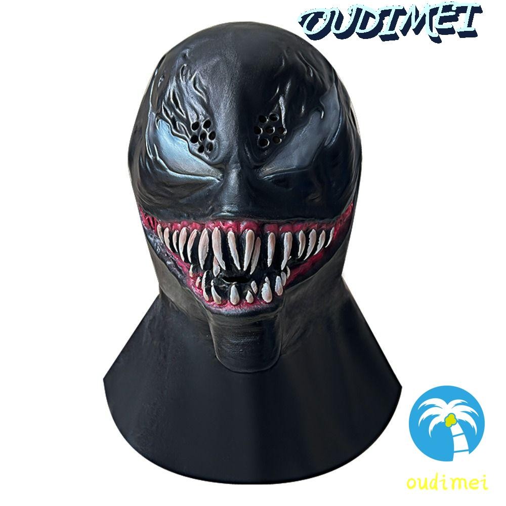 OUDIMEI Venom Cosplay Costume, Fangs Black Venom Headgear/Hand Puppet ...