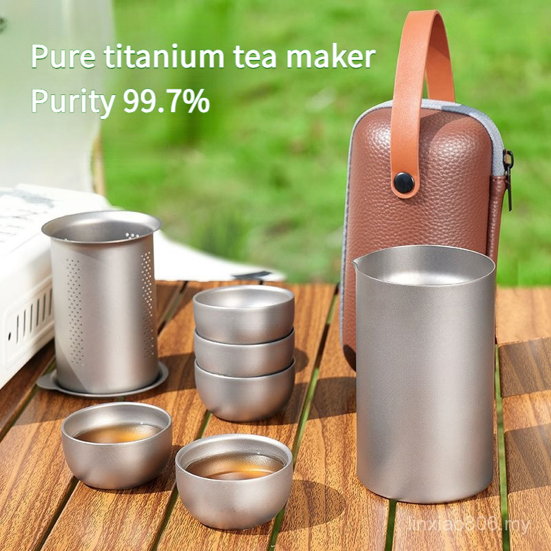 Titanium Material Travel Kung Fu Tea Set | Portable Outdoor Camping ...