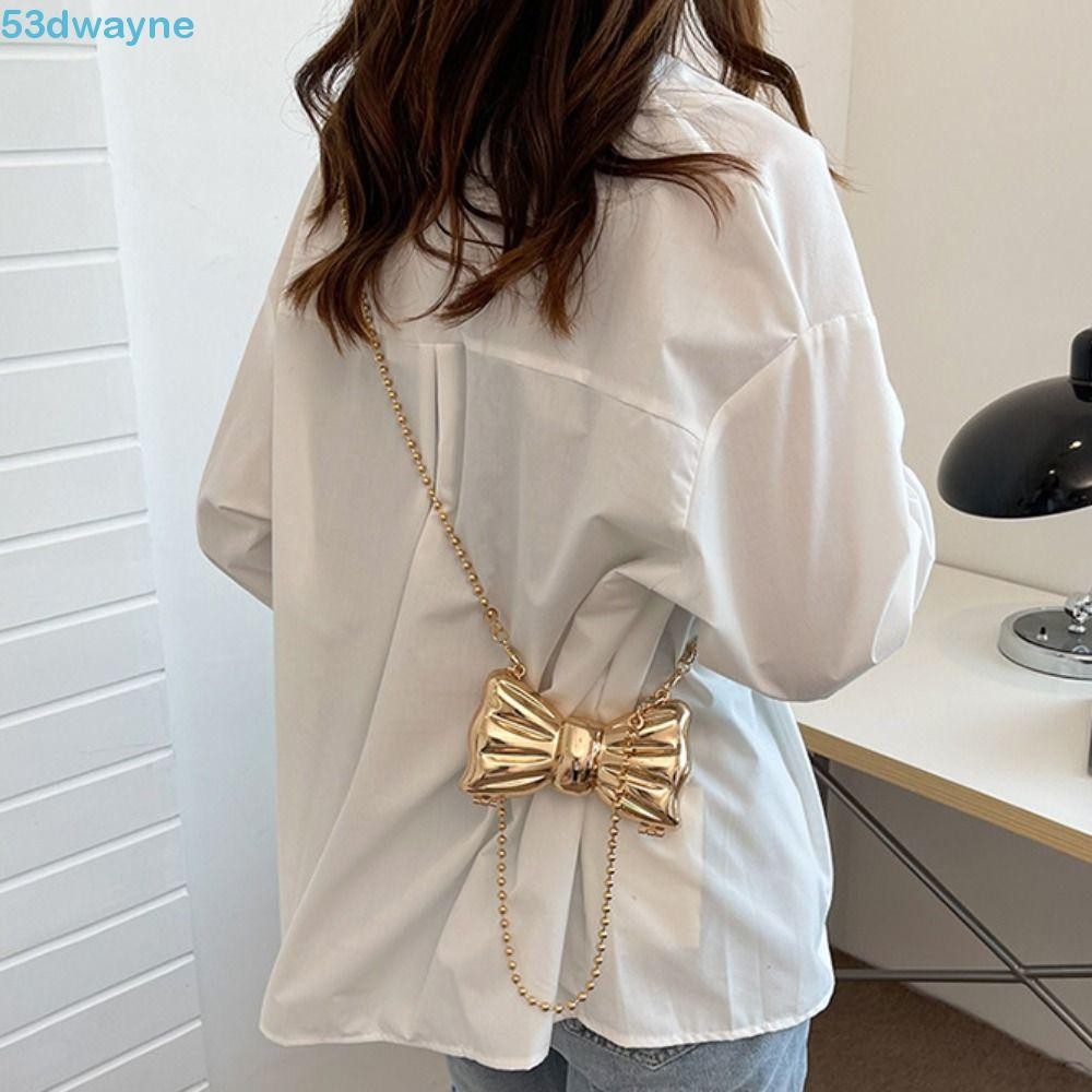 DWAYNE Evening Clutch Bag, Elegant Irregular Shape Metal Mini Bow ...