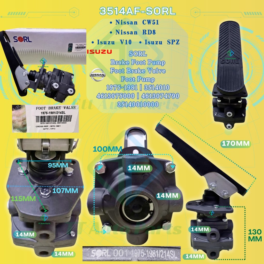 Foot Brake Valve Nissan RD8 | CW51 | Isuzu V10 | SPZ [Brake Foot Pump ...