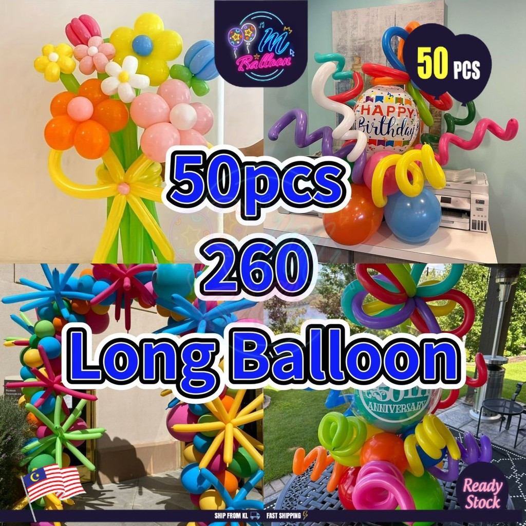 [50pcs] 1.8gram Matte Long Balloon 260 Long Ballon Panjang Twist ...