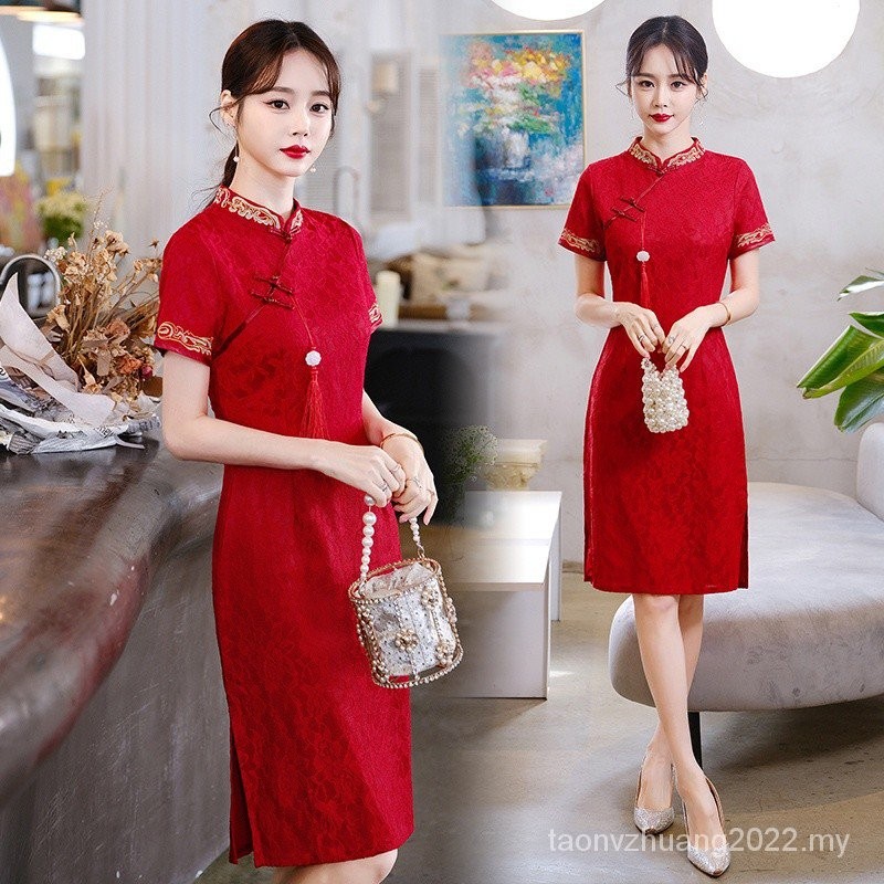 Plus size red new young improved cheongsam Chinese traditional style ...