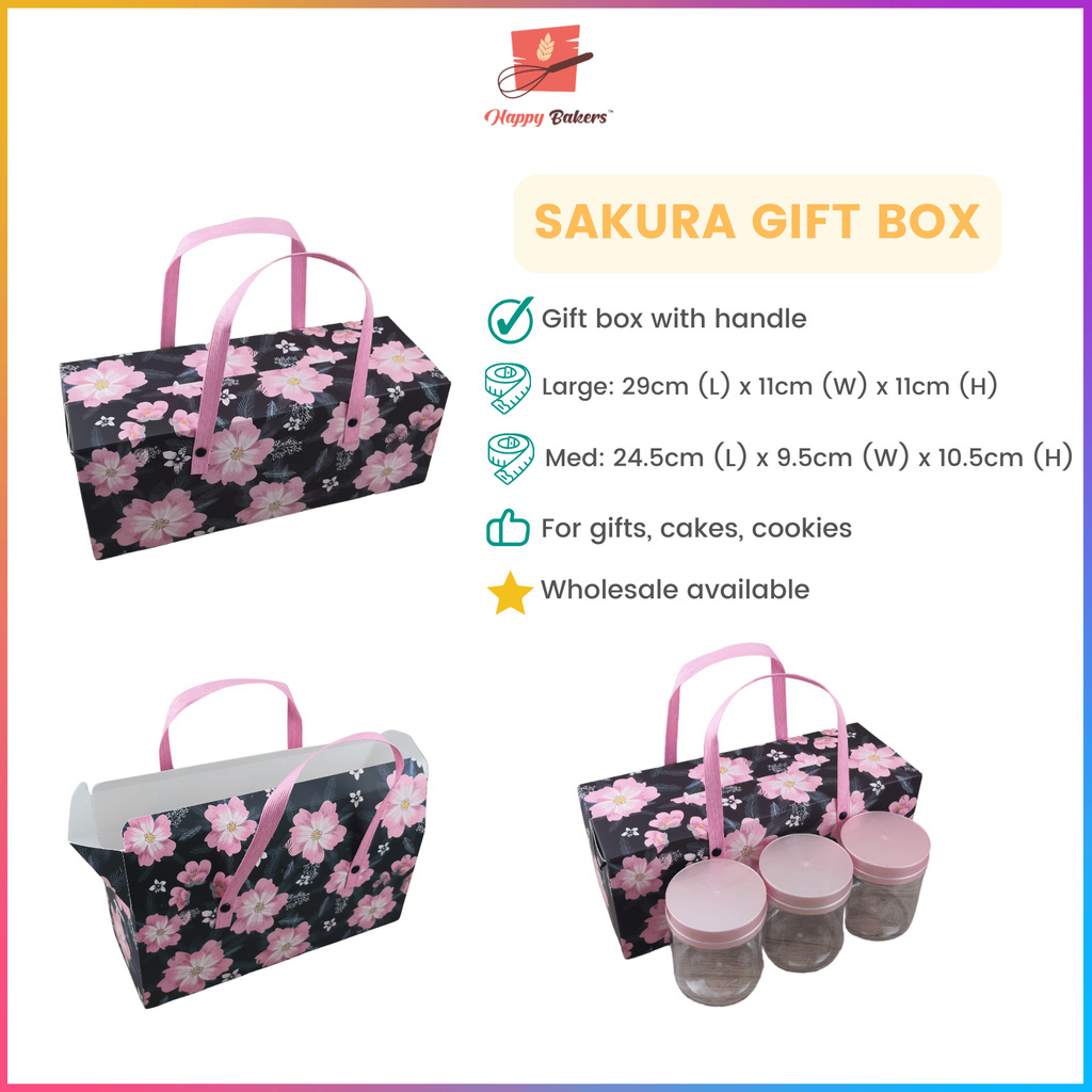 Sakura Gift Box With Handle for Cookies Cakes Gifts Bottles Large ...